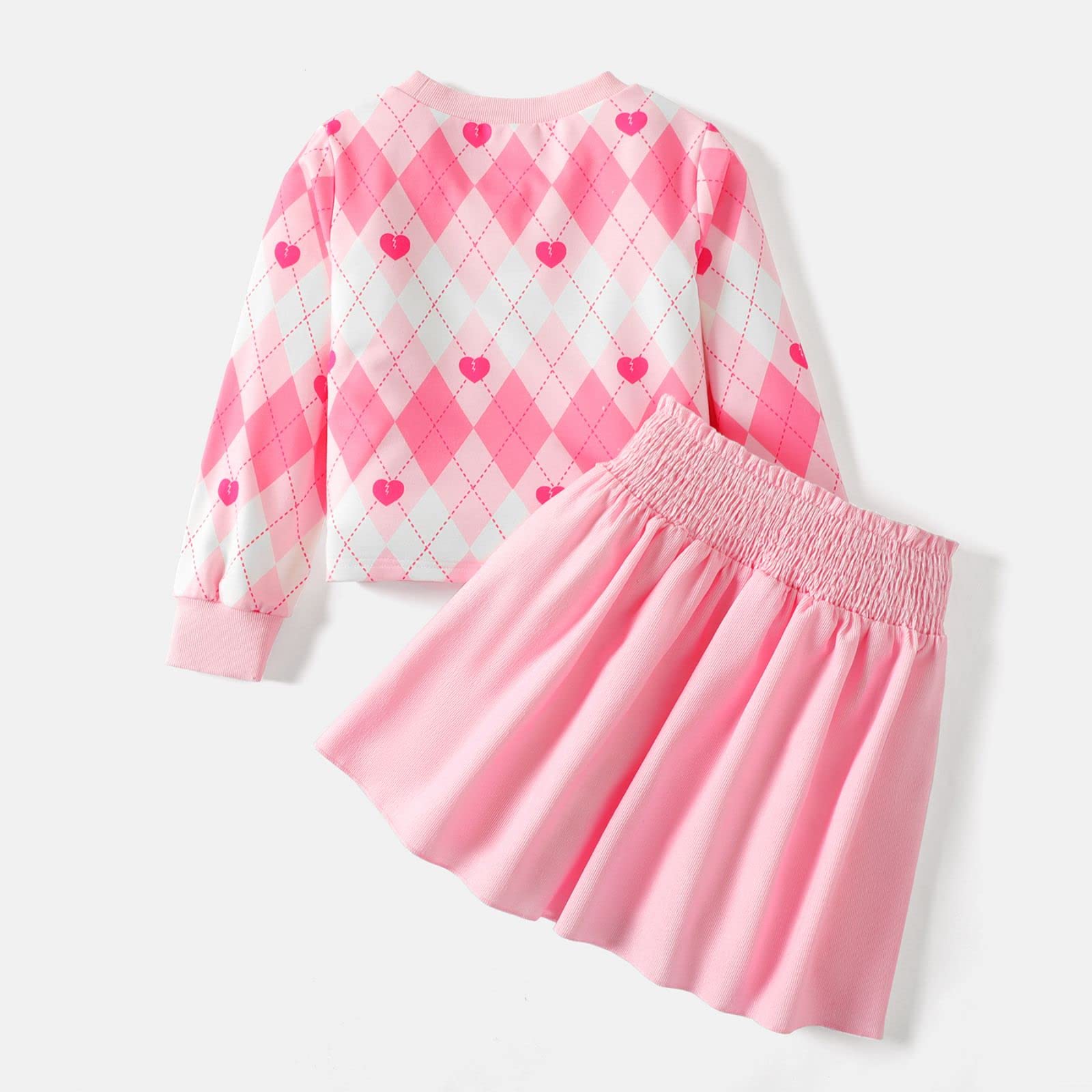 L.O.L. Surprise! Girl Skirt Set Long Sleeve Letter Print Sweatshirt Plaid/Pink Smocked Skirt Set 2PCS Clothes Set Outfit Pink 10-11 Years