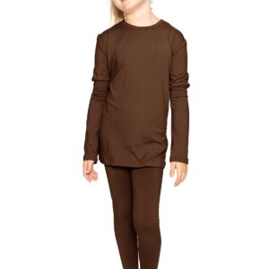 STRETCH IS COMFORT Girl's CREW Neck and Leggings Set Brown X-Large