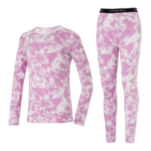 innersy girls thermal underwear lightweight long base layer sets 1 pack(small, purple tie dye)