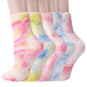 wytartist fluffy socks for women winter thick warm fuzzy with grippers socks for home bed floor girls socks chirstmas gifts (set h)