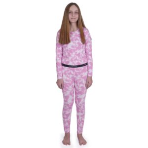 INNERSY Girls Thermal Underwear Lightweight Long Base Layer Sets 1 Pack(Small, Purple Tie Dye)