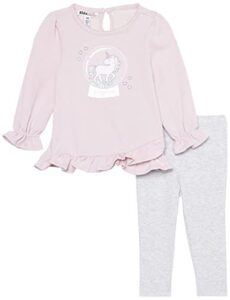 kids headquarters baby girls 2 pieces legging set, pink/heather, 12m us