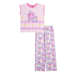 wewearcute girls' 2-piece loose-fit pajama set, soft & cute for kids, just chill, 6