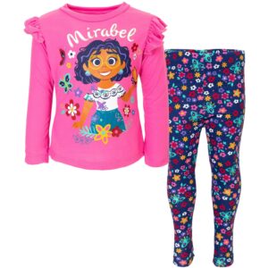 disney encanto mirabel little girls t-shirt and leggings outfit set pink 6