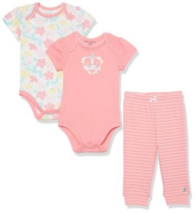 nautica sets (khq) baby girls 3 pieces pant set, white/conch shell, 12m us