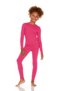 thermajane thermal underwear for kids long johns, girls thermal underwear set, base layer kids long underwear (pink, x-large)