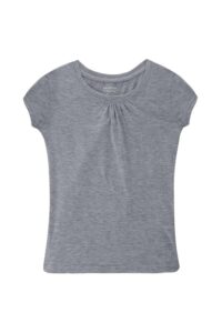 french toast little girls short sleeve crew neck tee, heather grey, 6x