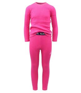 nautica girls' 2-piece shirt & pants base layer long johns waffle thermal underwear set (fuchsia, 4)