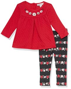 kids headquarters baby girls 2 pieces legging set, barbados cherry/print, 12m us