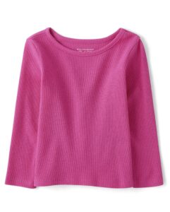 the children's place baby girl's and toddler long sleeve basic layering t-shirt, pink glow, 4t