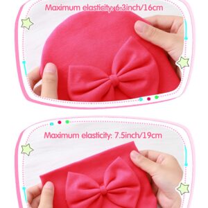 12 Pieces Newborn Baby Hats Mittens Set Bow Beanie Cap Cotton Glove for 0-6 Baby (Vivid Colors)