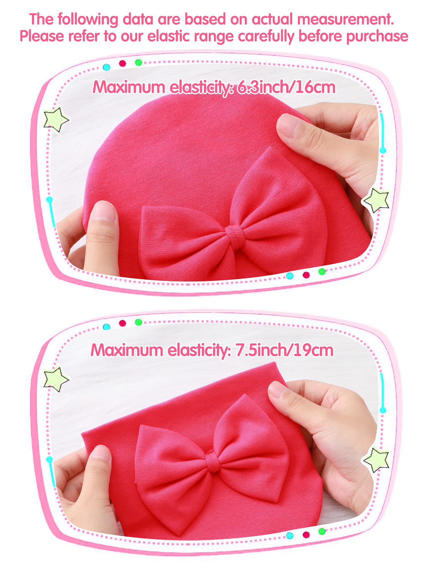 12 Pieces Newborn Baby Hats Mittens Set Bow Beanie Cap Cotton Glove for 0-6 Baby (Vivid Colors)