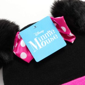 Disney Girls Minnie Mouse Winter Hat and Mitten or Glove Set (Toddler/Little Girls), Size Age 4-7, Minnie Polka Dot Bow Gloves