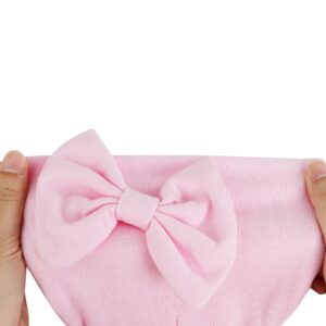 Mittens and Caps for Newborn Baby Girls Set Hospital Hat Beanie Infant Hats with Bow for 0-6 Months Deep Pink & White & Gray & Black 0-3 Months