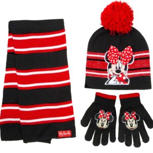 Disney Minnie Mouse Girls 3 Piece Beanie Hat Scarf and Glove Set [4015]