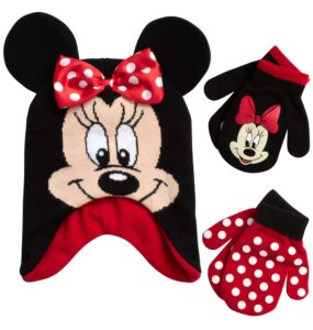 disney girls minnie mouse and vampirina winter hat and 2 pair mitten or glove set (toddler/little girl), size age 2-4, red minnie mittens 2-4