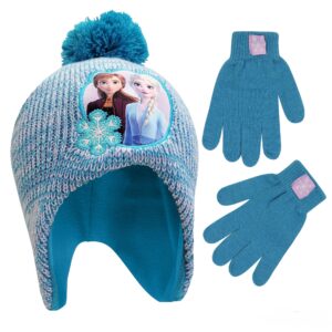 disney frozen winter hat and kids gloves set, elsa and anna beanie for ages, pantone/silver, little girl age 4-7