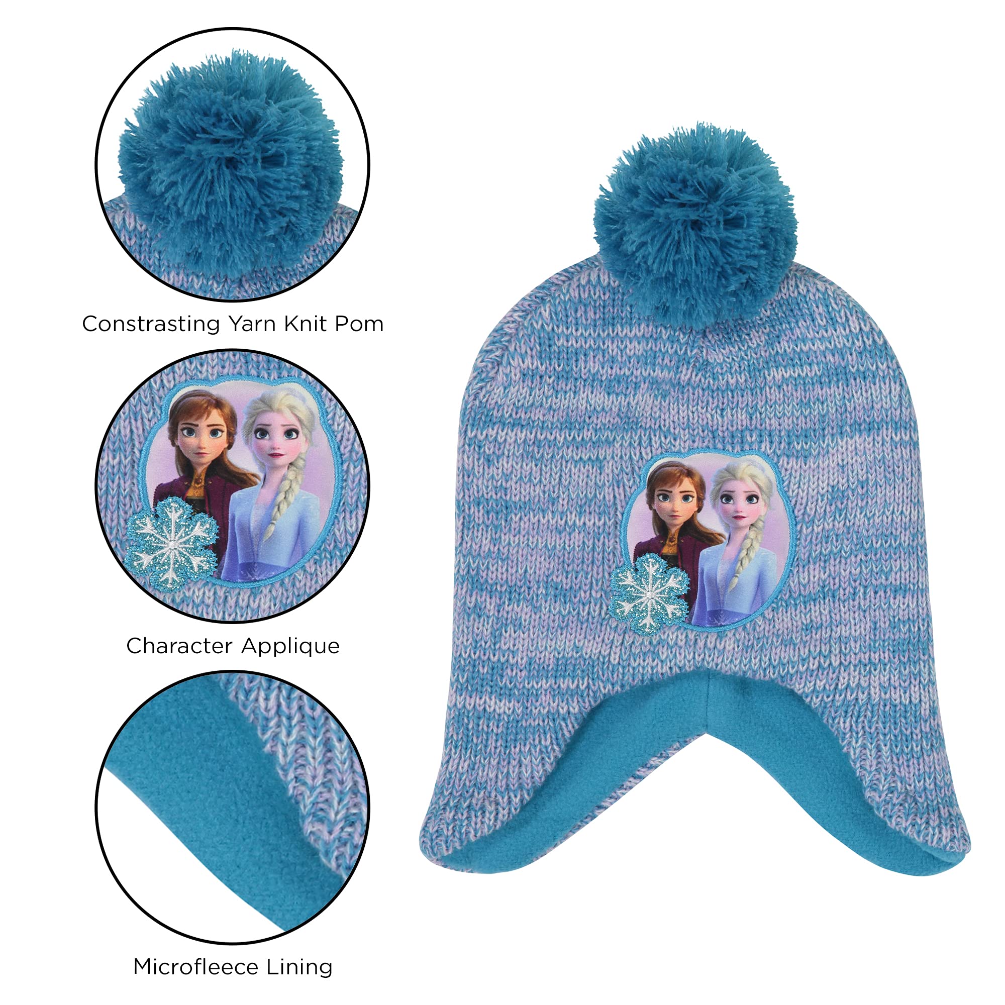 Disney Frozen Winter Hat and Kids Gloves Set, Elsa and Anna Beanie for Ages, Pantone/Silver, Little Girl Age 4-7