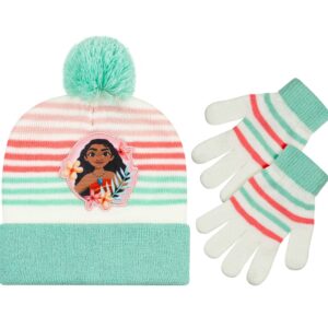 Disney Moana Girls Beanie Winter Hat and Mittens Cold Weather Set, Age 4-7 years