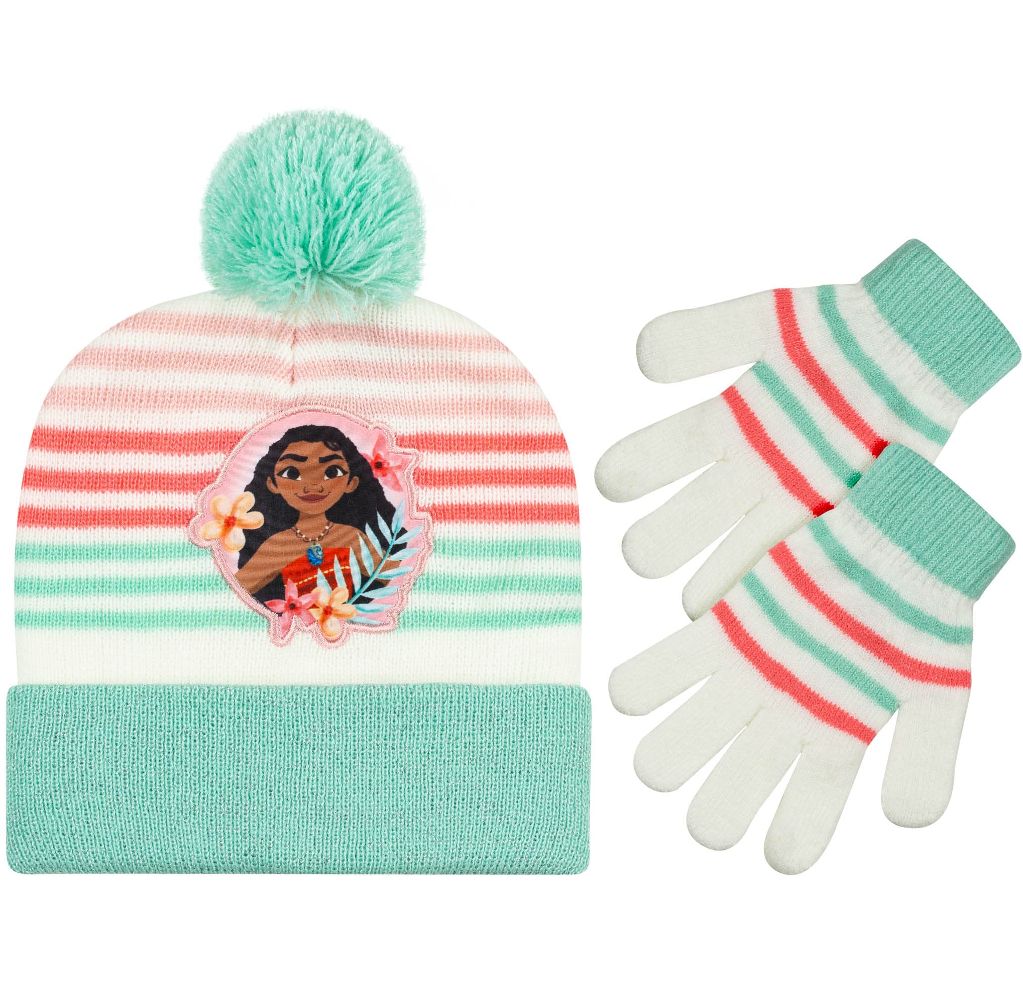 Disney Moana Girls Beanie Winter Hat and Mittens Cold Weather Set, Age 4-7 years