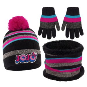 nickelodeon girls winter hat, scarf, and kids gloves sets, jojo siwa beanie for ages 4-7