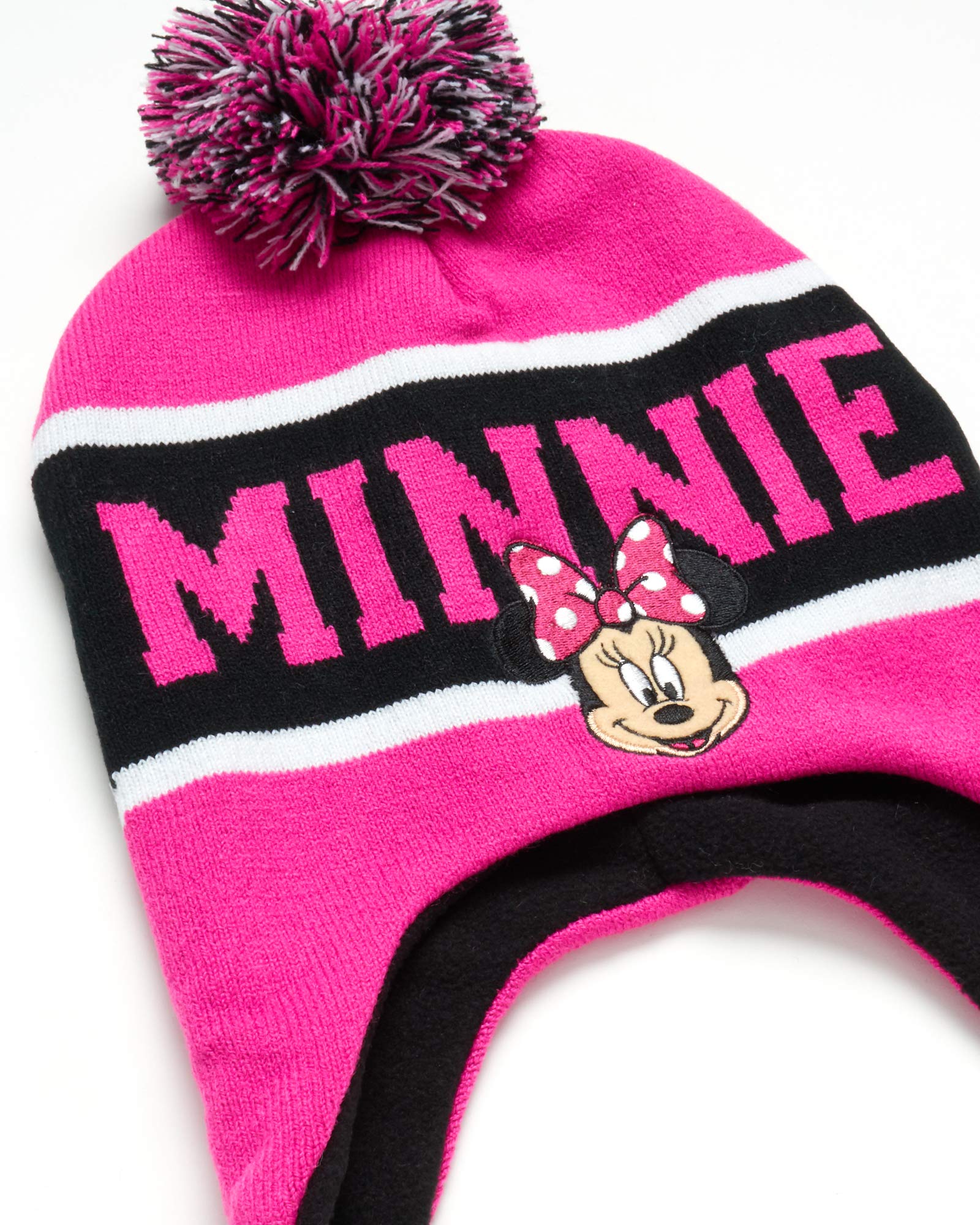 Disney Girls Minnie Mouse Winter Hat and Mitten or Glove Set (Toddler/Little Girls), Size Age 4-7, Minnie Pink With Black Gloves