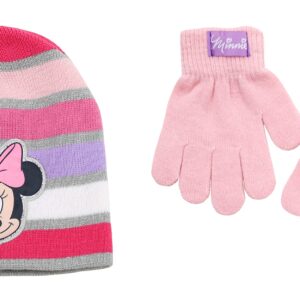 Disney Girl's Minnie Mouse Winter Hat and Glove Set, Ages 6-13, Pink