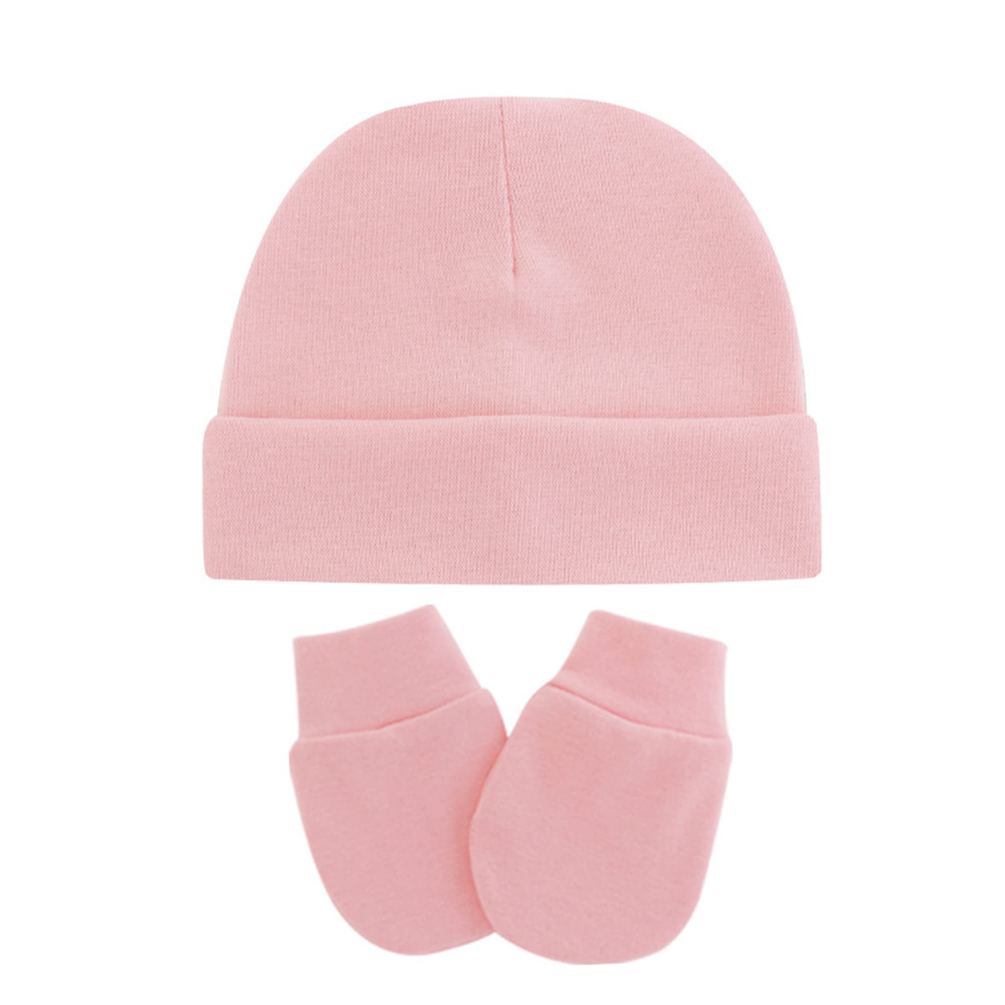 UTTPLL Baby Hats Mittens Set Unisex Newborn Beanie Cap No Scratch Cotton Gloves Toddler Boy Girl Hospital Hat 0-6 Months Pink One Size