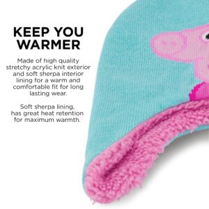 Hasbro Girls Winter Accessory Hat and Mittens Set, Peppa Pig Beanie for Toddler Ages 2-4, Blue/Pink