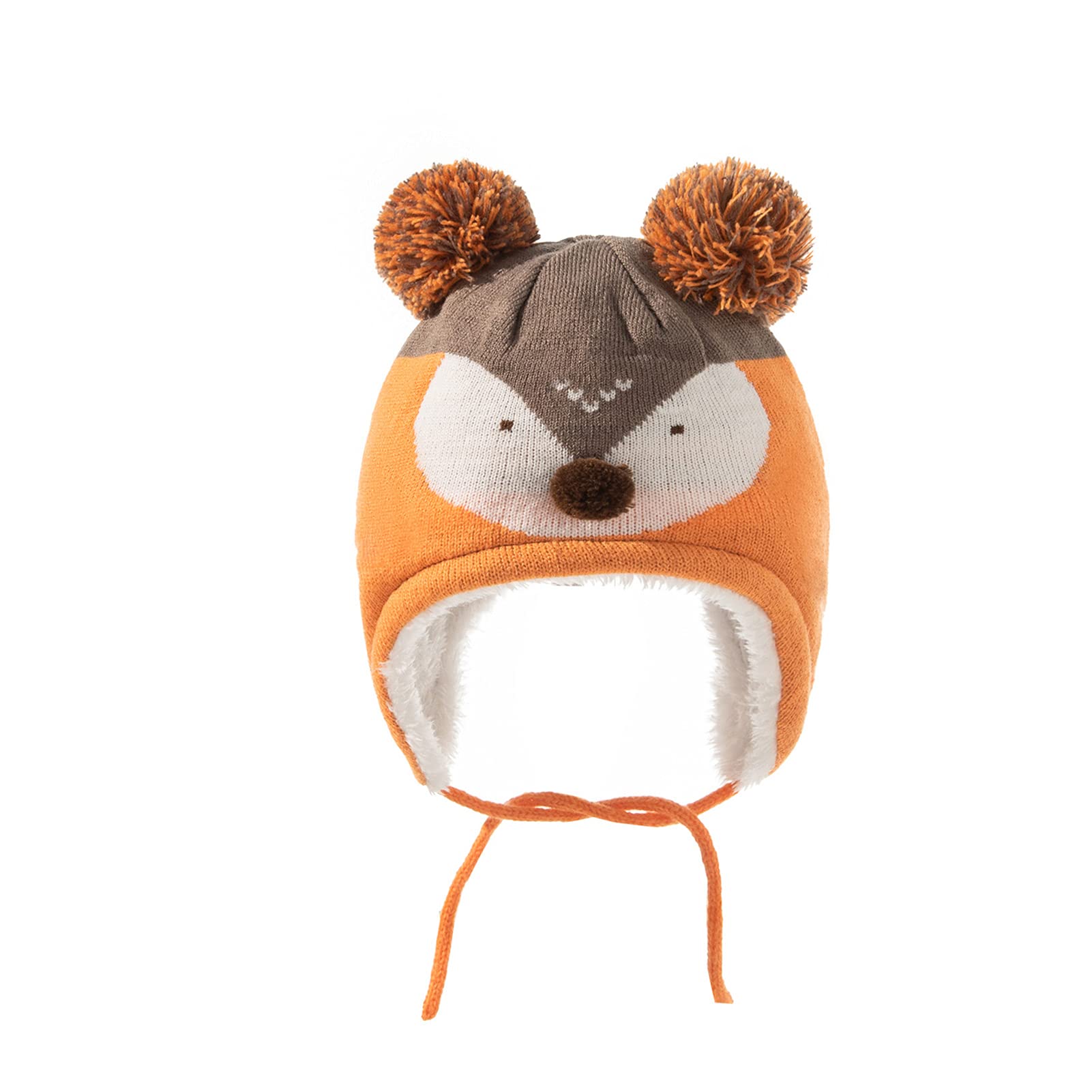 LUCKYBUNNY Toddler Cute Fox Winter Hat Scarf Gloves Set, Warm Fleece Lined Earflap Beanie Neck Warmer Mittens for Boy Girl