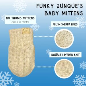 Funky Junque Infant Pom Beanie and Mittens Set - Leopard Beige