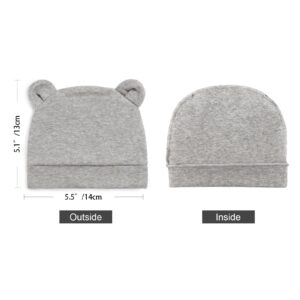 BQUBO Newborn Baby Hats Bear Ears and Mittens Sets Preemie Cotton Caps Baby Boy Girl Infant Hospital Beanie for 0-3 Months