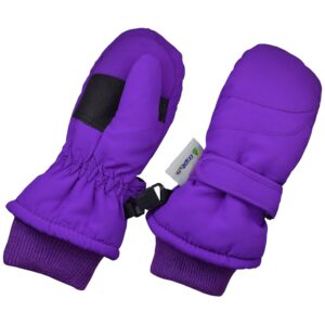 children toddlers and baby mittens made with thinsulate and fleece - winter waterproof gloves - kx gear by zelda matilda, purple, 2-3 years