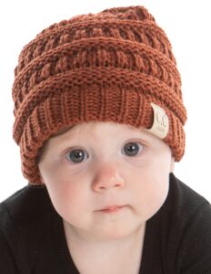 funky junque beanie infant baby skull cap hat (no pom) - rust