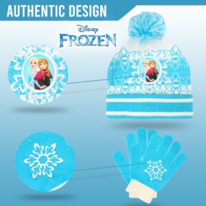 Disney Frozen Girls and Toddler Beanie Hat and Toddler Snow Gloves, Elsa and Anna Kids Toddler Winter Hat with Snow Gloves