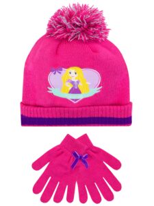 disney kids winter hat and gloves set rapunzel pink one size