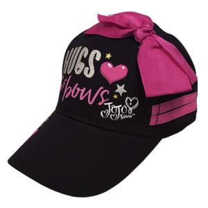 nickelodeon jojo siwa hugs bow girls baseball cap hat, age 4-7 black/pink