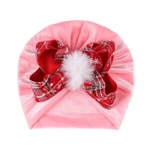 wjinfdfg funny christmas hat baby christmas big bow turban hats bohemia cap girls headwear bun knot (rd1, one size)