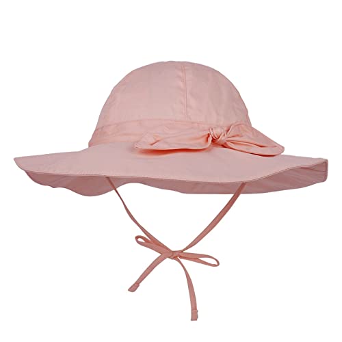 Kid's Solid Sun Hat Wide Brim UPF 50+ Hat for Toddler Boys Girls Adjustable Bow Bucket Hat Newborn (Pink, 6-12 Months)