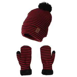 infant baby girls boys soft warm knit hat kids winter hat with fleece earflap scarf hood hat snow gloves (b, one size)