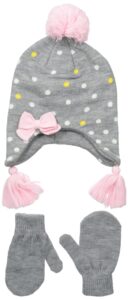 nolan gloves girls' sunday knit polka dot set, grey, 2-4t