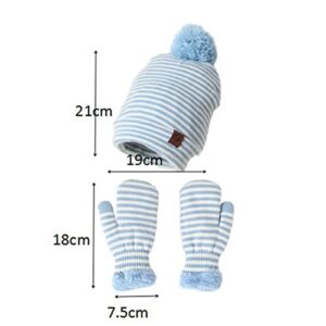 Infant Baby Girls Boys Soft Warm Knit Hat Kids Winter Hat with Fleece Earflap Scarf Hood Hat Snow Gloves (B, One Size)