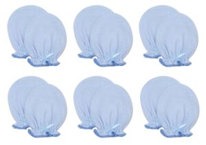 liwely 6 pairs unisex-baby no scratch mittens, 100% cotton, solid blue with bow