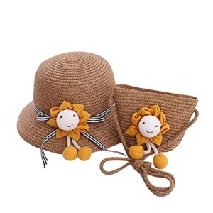 cartoon + hat hat children bag girls sunshade beach kids sun kids hat baby hat with ears (khaki, one size)