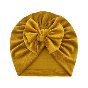 FOUTTUE Infant Caps with Bows Girls Solid Fleece Cap Beanie Bowknot Elastics Turban Hat Toddler Knit (1-A+B+C+G+H+I, One Size)