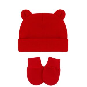 4 Sets Newborn Baby Hat and Mitten Set, Cute Animal Ears Beanies and No Scratch Mittens for 0-12 Months