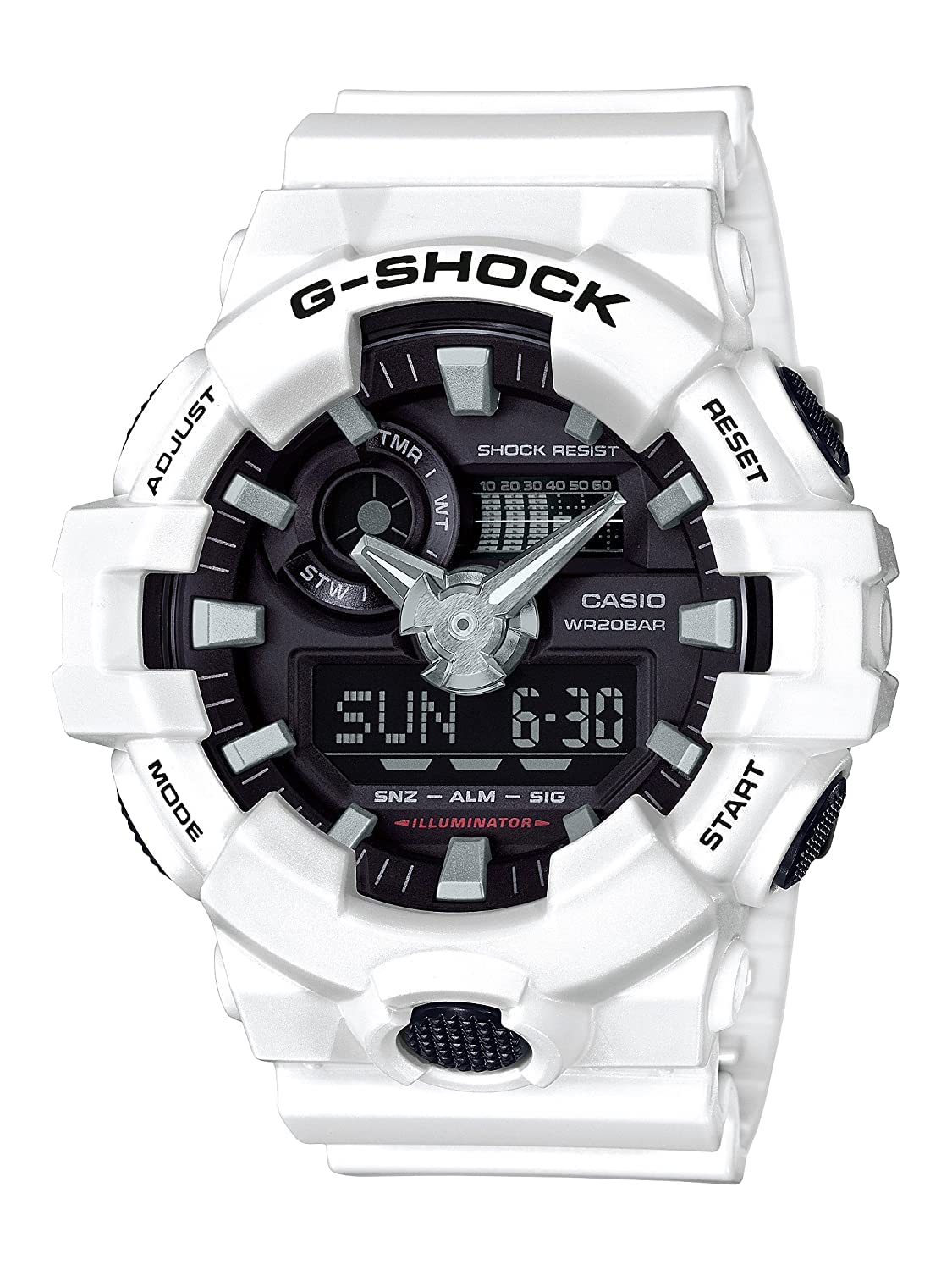 Casio Men's 'G SHOCK' Quartz Resin Casual Watch, Color:White (Model: GA-700-7ACR)