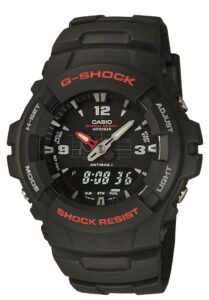 casio g-shock quartz watch with resin strap, black (model: g-100-1bvmci)