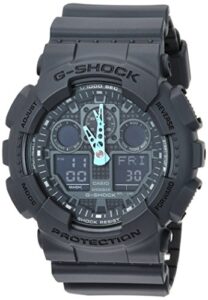 casio men's g-shock analog-digital watch ga-100c-8acr, grey/neon blue