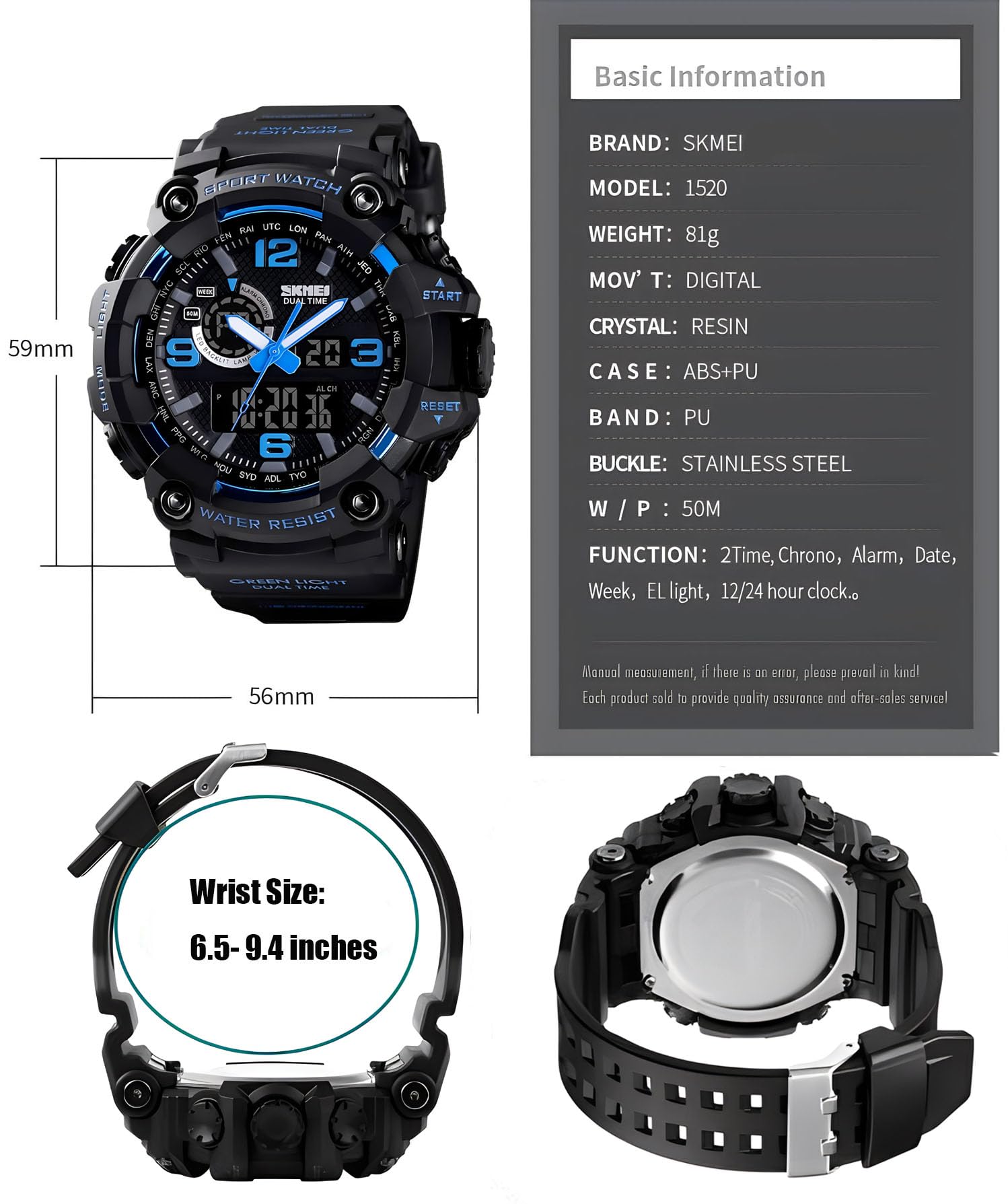 Gosasa Men's Watches Multi Function Military S-Shock Sports Watch LED Digital Waterproof Alarm Watches